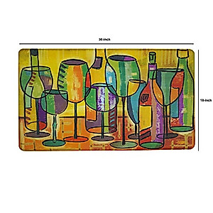 UpNUpCo Artistic Beautiful Anti Fatigue Kitchen Floor Mat - Unique Floor Mats - Pain Relief Padded Kitchen Mats - Floor Mats For In Front Of Sink - Memory Foam 30" X 17.5" X 10mm Picasso Wine