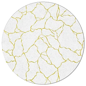 Contemporary Area Rug Carpet for Kids Teen Girls Boys Bedroom, Living Room, Washable Outdoor Indoor Accent Throw Runner Floor Mat Area+Rug Gold White Minimalist Geometric Line 3.3FT(Round)