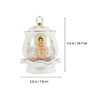 VOSAREA Buddhist Water Offering Bowl Ceramic Altar Cup Holy Water Offering Cup Guanyin Chinese Tea Cup Bowl Tibetan Buddhist Worship Cup for Yoga Meditation Supplies