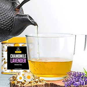 BLUE TEA - Chamomile Lavender Tea - 30 Premium Tea Bags || RELAX TEA || Direct From Source - Plant-Based Biodegradable Tea Bag | Caffeine Free - Herbal Tea - Organic - Premium Tin Container