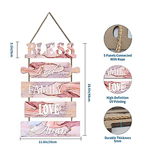 Jacriah Farmhouse Kitchen Signs Wall Decor, Bless the Food Before Us Sign, Pink Gold Kitchen Decor and Accessories Modern, Rustic Dining Room Wall Plaques, Large Country Decor, Inspirational Wall Art