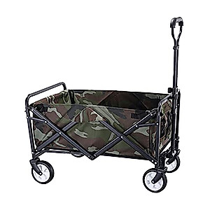 Suuim Outdoor Folding Utility Wagon Collapsible Outdoor Garden Utility Wagon, Transport Trolley for All Terrain, Beach Trailer, Adjustable Handle, Load-Bear