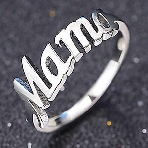 Jude Jewelers Stainless Steel Mother's Day Birthday Mama Christmas Baby Shower Graudation Statement Ring (Silver, 7)