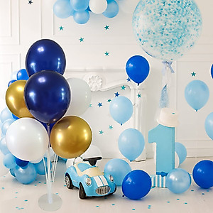 lkrzoa 2 Packs balloons Stand kit Table Decorations Gold Blue White Balloons Table Centerpiece Supplies for Christmas New Year Wedding Anniversary Graduation Birthday Shower Baby Party