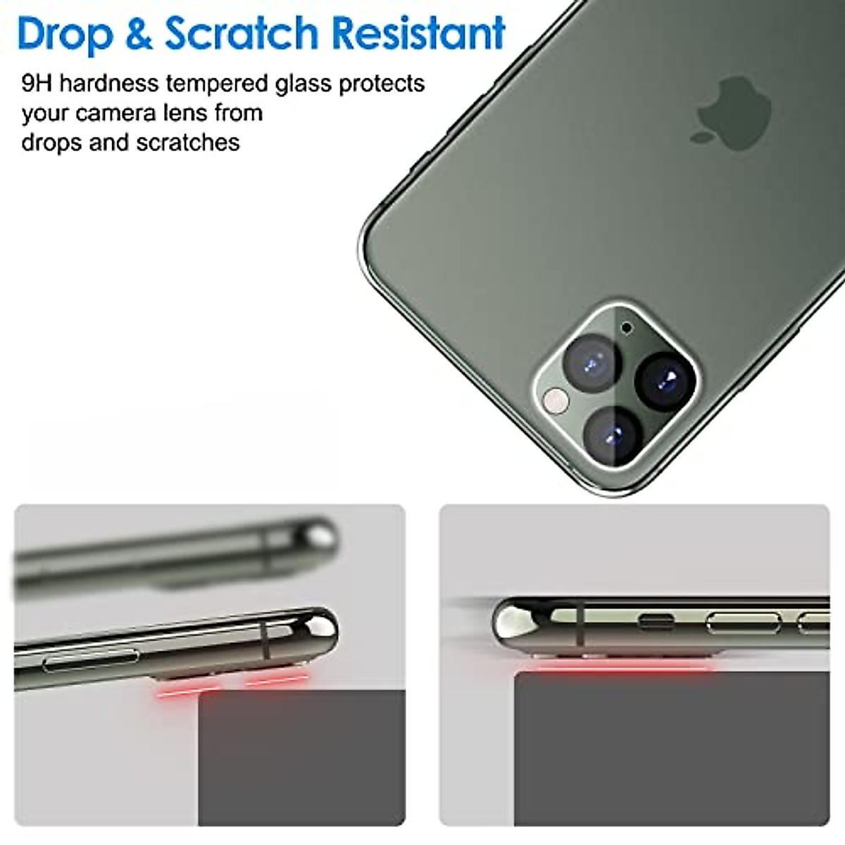 JETech Camera Lens Protector for iPhone 11 Pro Max 6.5-Inch and iPhone 11 Pro 5.8-Inch, 9H Tempered Glass, HD Clear, Anti-Scratch, Case Friendly, Does Not Affect Night Shots, 3-Pack