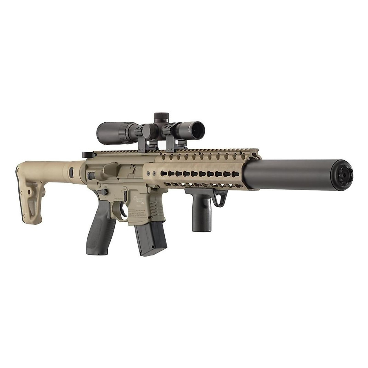 SIG SAUER MCX .177 Caliber 88Gr CO2-Powered 30rd Semi-Auto Pellet Air Rifle with 1-4x24 Scope, Flat Dark Earth (CO2 Not Included)