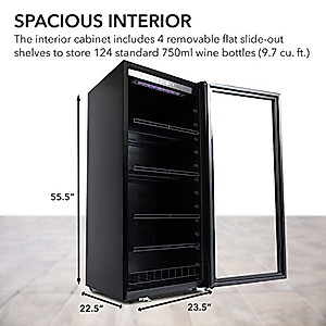 Whynter FWC-1201BA 124 Bottle Freestanding Wine Refrigerator, Black