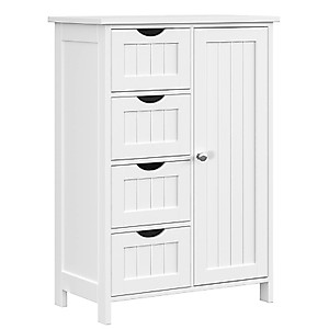 Irontar Bathroom Floor Cabinet, Storage Cabinet with 4 Drawers and Adjustable Shelf for Entryway Storage, Home Office Furniture, White CWG005W