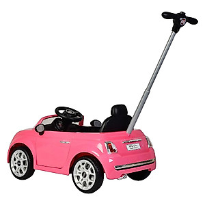 Best Ride On Cars 2-in-1 Fiat 500 Baby Toddler Toy Push Vehicle Car Stroller with 40 Pound Capacity and Lights for Children Ages 1 to 3 Years, Pink