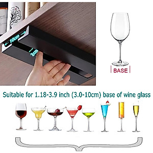 Manwo 2 Pack Wine Glass Holder Under Shelf or Cabinet Punch-free Wine Glass Rack Plastic Stemware Rack Glassware Drying Storage Hanger for Kitchen,Bar and Restaurant(Black)