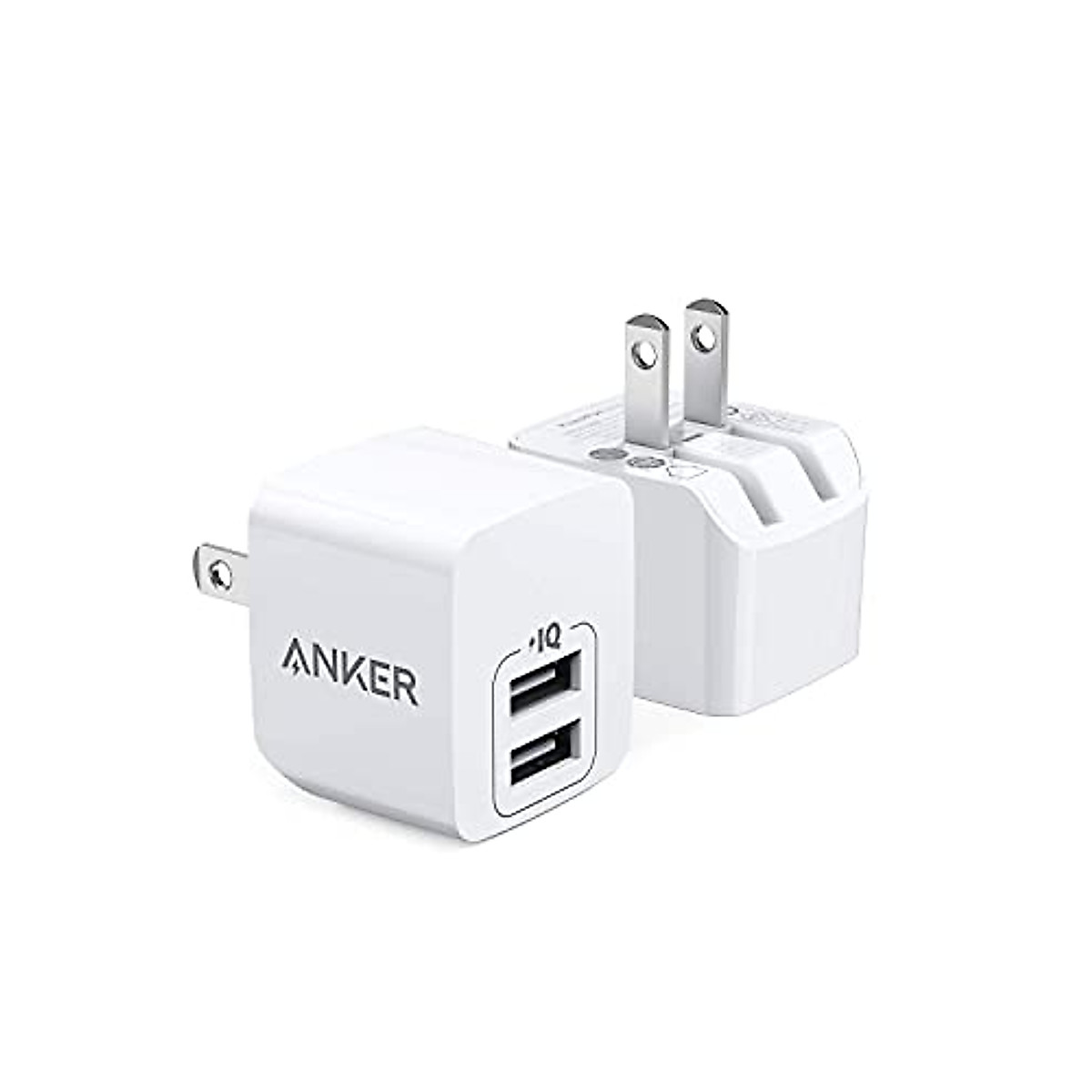 USB Charger, Anker 2-Pack Dual Port 12W Wall Charger with Foldable Plug, PowerPort mini for iPhone XS/ X / 8 / 8 Plus / 7 / 6S / 6S Plus, iPad, Samsung Galaxy Note 5 / Note 4, HTC, Moto, and More