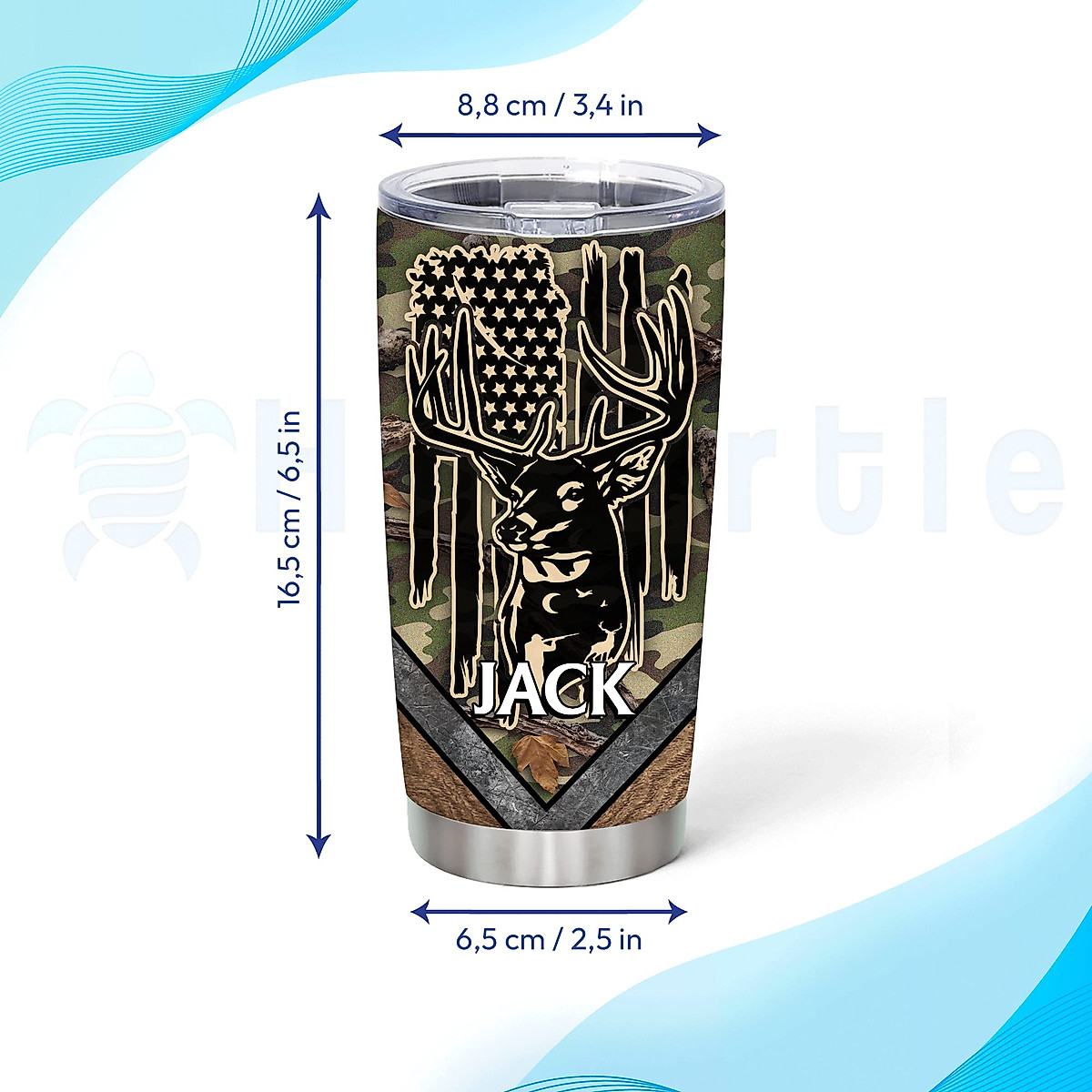 Hyturtle Personalized Hunting Gifts For Men - Deer Hunting Tumbler 20 Oz Travel Coffee Mug Stainless Steel - Fathers Day Hunting Gift For Dad, Him, Boy, Husband, Hunters From Son, Wife On Birthday