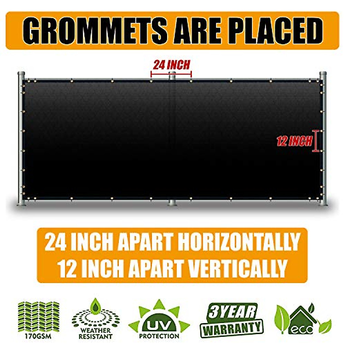 ColourTree 6' x 4' Black Shade Cloth Tarp with Grommets - 90% Sunblock, Durable Net Mesh Fabric for Dog Kennel, Plant Cover, Patio, Chicken Coop & Pet Playpen Roof (We Make Custom Size)