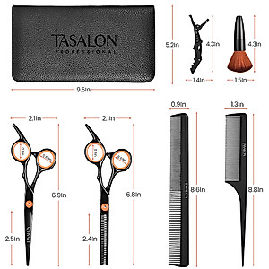 TASALON Hair Cutting Scissors Kit- All-in-1 Set of Hair Cutting Scissors - Professional Hair Shears, Thinning Scissor, Hair Comb, Neck Duster in Leather Bag -Haircut Scissor Kit
