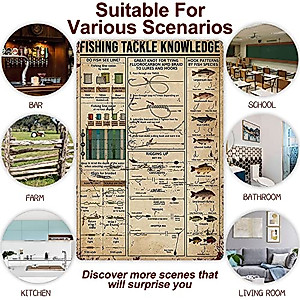 Retro Metal Sign Vintage TIN Sign Fishing Tackle Knowledge Sign for Plaque Poster Cafe Wall Art Sign Gift 8 X 12 INCH