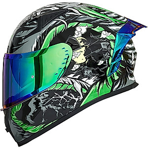 ILM Motorcycle Helmet Full Face with Pinlock Compatible Clear&Tinted Visors and Fins Street Bike Motocross Casco DOT Model Z501(Legend Green, X-Large)