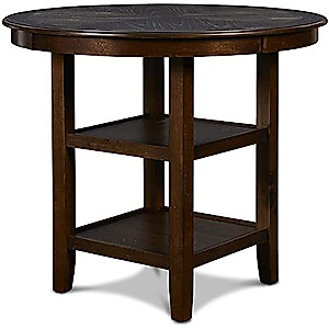 New Classic Furniture Gia 5-Piece Round Counter Height Set with 1 Dining Table and 4 Chairs, 42.25", Cherry