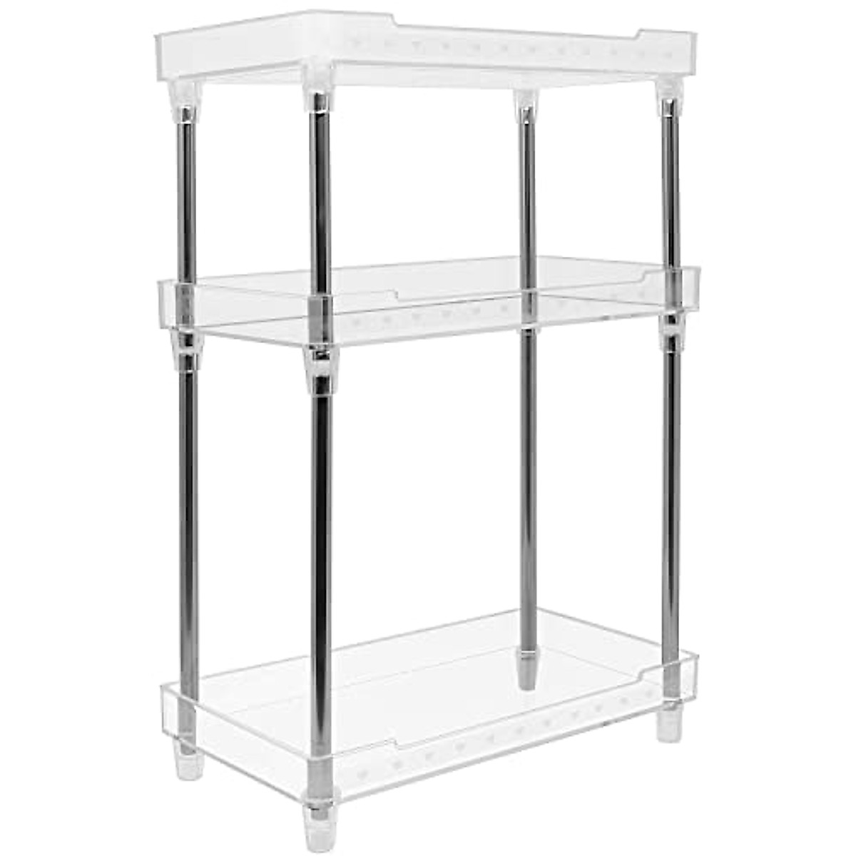 Sorbus 3-Tier Organizer Shelf Stand, Clear Storage Tray Caddy for Cosmetics, Bathroom/Kitchen Supplies,Toiletries, Counter, Vanity, Desk, Under Sink Organization
