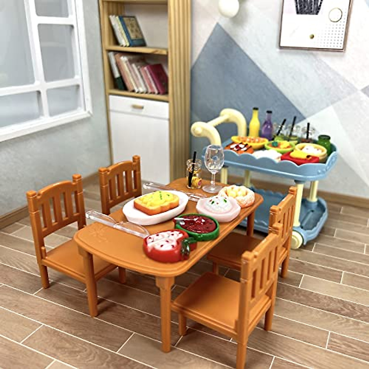 200pcs Miniature Landscape Food Drinks Bottle Mini Toys Doll House Kitchen Play Resin Dollhouse Accessories for Adults Teenagers Cooking Game Hamburger Ice Cream Cake Bread Tableware Party