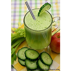 ALINK Stainless Steel Smoothie Straws, 9" X 8mm Set of 4 with Cleaning Brush