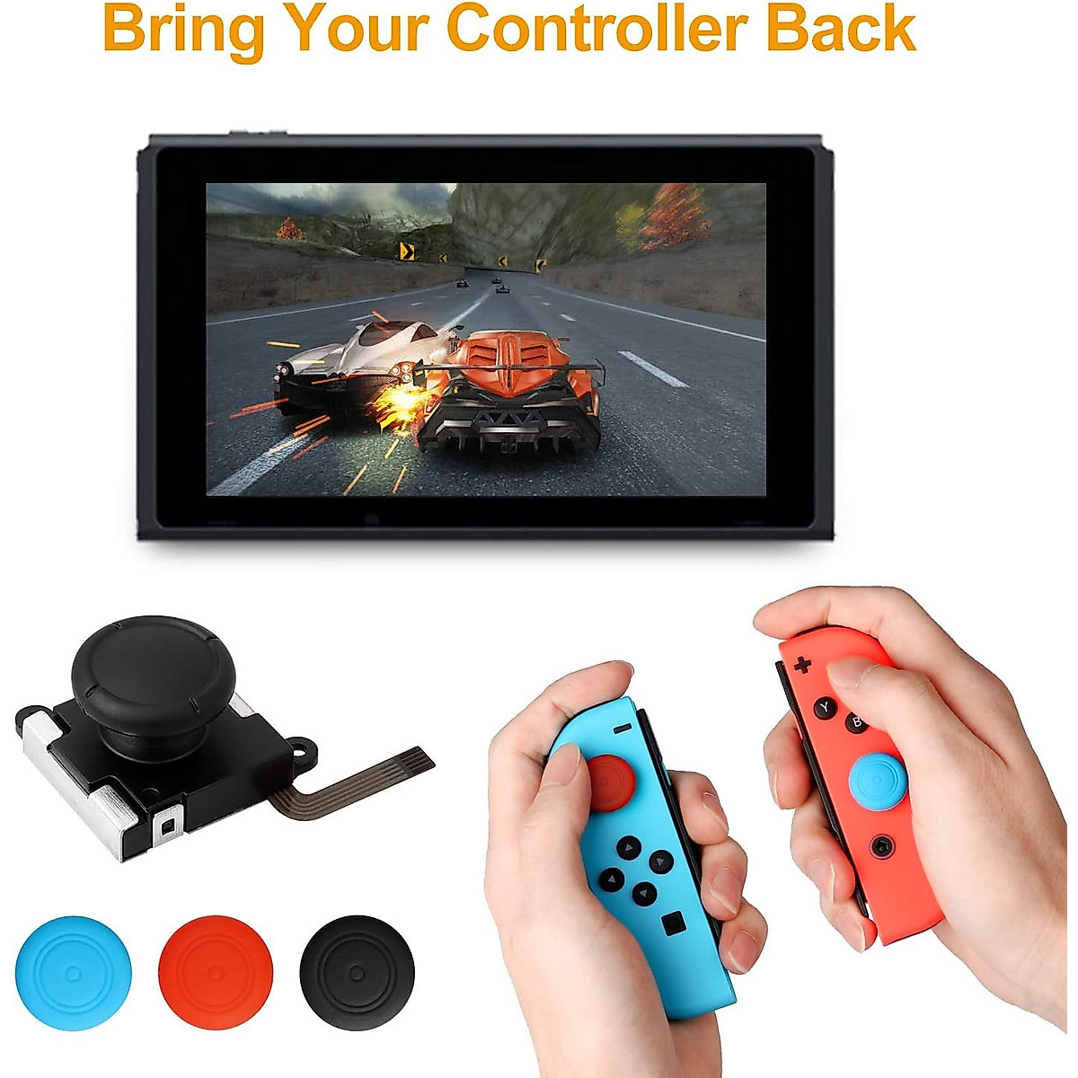 Linkstyle 3D Joystick Analog Thumb Sticks with Caps, Compatible with Nintendo Switch Lite Left and Right Joysticks, 6PCS