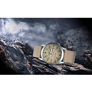 Gosasa Unisex Military Watches Sport Textile Nylon Strap Stylish Men Watch Luminous Fashion Watches Analog Display Quartz Waterproof Casual Wristwatch (S-Khaki)