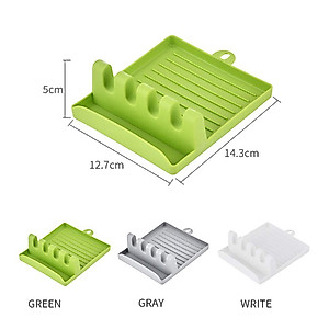 Kitchen Spoon Holders Fork Spatula Rack Shelf Organizer Plastic Spoon Rest Chopsticks Holder Non-Slip Spoons Pad Kitchen Grey