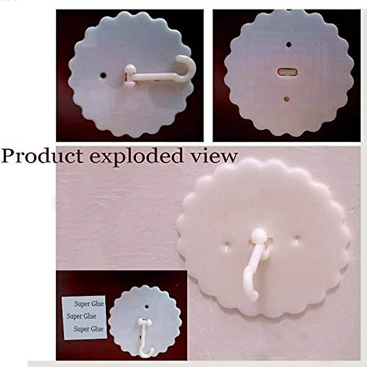 MOU Ceiling Mosquito Net Hooks Super Glue Dome Mosquito Net Hooks Ceiling Hooks Bed Canopy Hooks for Home, Easy to Install and Use Bedding Accessories Nail-Free Hook (2set)