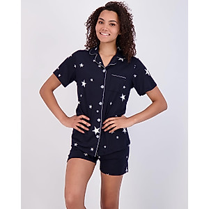 Real Essentials 2 Pack: Women's Plus Size Just My Short Sleeve Button Up Pajama Set Summer PJ Soft Cute Ladies Sleep Wear Night Lounge Notch Collar Top Shorts Pajamas Satin Pyjama Sets- Set 4, 2X