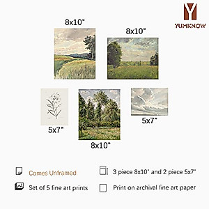 French Country Wall Art Decor - Boho Art Deco Victoria Picture Bathroom - Modern Farmhouse Kitchen Poster Print - Aesthetic Vintage Landscape Set - Sage Green Forest Tree Spring Summer Flower Sketch