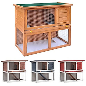 vidaXL Outdoor Rabbit Hutch 1 Door Weather Resistant Heavy Duty Animal Cage Bunny Living Small Animal Shelter Brown Wood