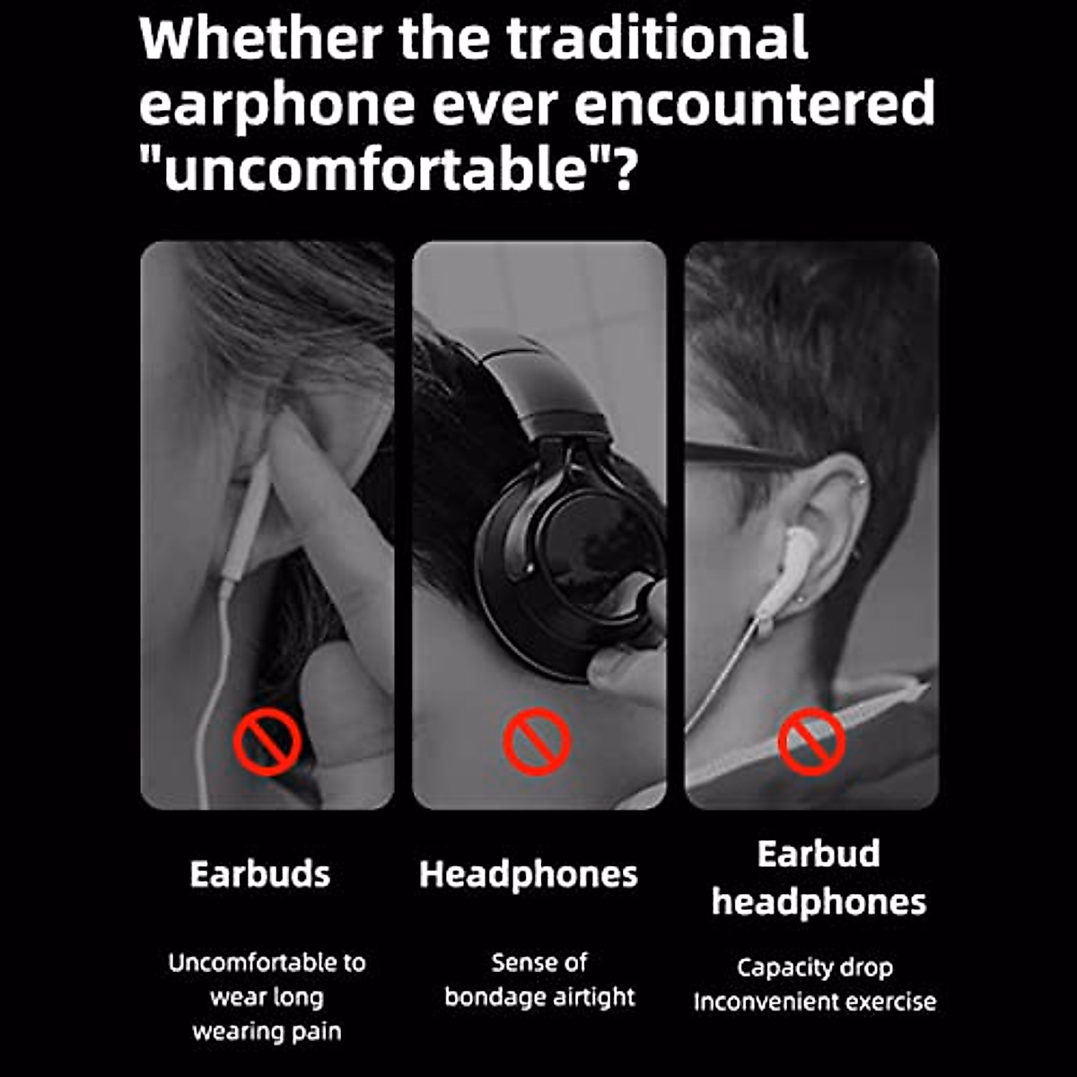 Bone Conduction Headphones Open Ear Wireless Bluetooth 5.2 Sports Headphones Built-in Mic Sweat Waterproof Long Battery Life Headset for Running Cycling Workout Yoga