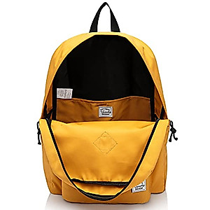 VASCHY Lightweight Backpack for School, Classic Basic Water Resistant Casual Day-pack for Travel with Bottle Side Pockets (Gold)