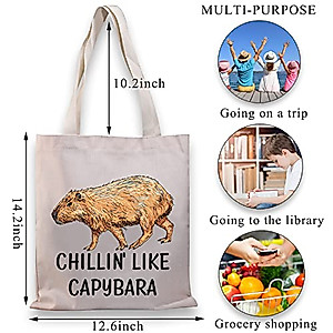 BDPWSS Capybara Tote Bag Capybara Lover Gift Chillin’ Like Capybara Wildlife Animal Lover Shoulder Bag (Chilling capybara TG)