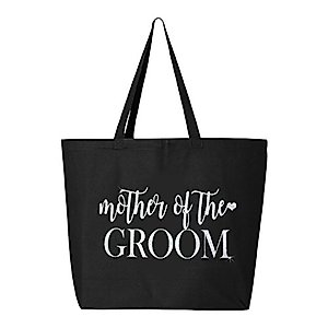 Mother of the Groom Tote Bag - Black and Glitter Silver