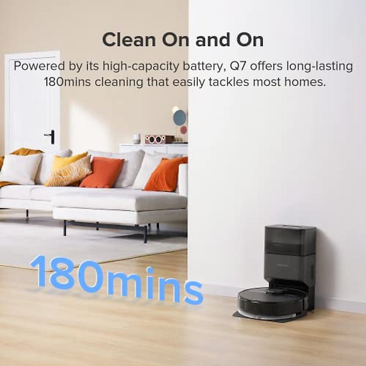 roborock Q7+ Self-Emptying Robot Vacuum, Empties Itself for up to 7 Weeks, 2700 Pa Suction, PreciSense Precision LiDAR, 3D Mapping, Works with Alexa, Perfect for Hard Floors, Carpets, and Pet Hair