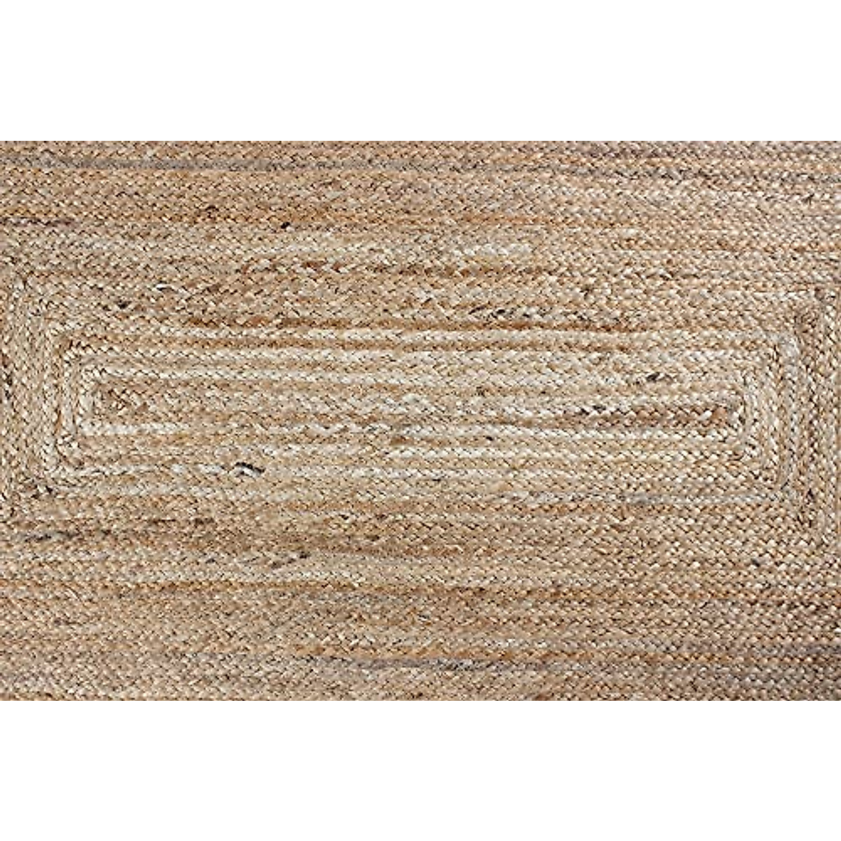 CASAVANI Hand Braided Rag Rug Geometric Beige & Black Jute Rug Best Uses for Hallway Enterway Best Uses for Bedroom,Dining Room,Entertainment Room 4x6 Feet