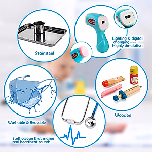 Doctor Kit for Toddlers 3-5, 27Pcs Doctor Kit for Kids, Pretend Doctor Playset, Durable Medical Kit with Toy Stethoscope, Medical Bag and Other Accessories, Doctor Toy Gifts for Boys and Girls Ages 3+