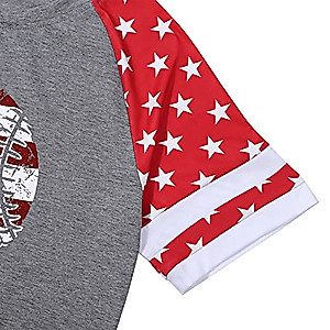 UNIQUEONE Women's American Flag Baseball Printed T-Shirt O-Neck Short Sleeve Causal Tops