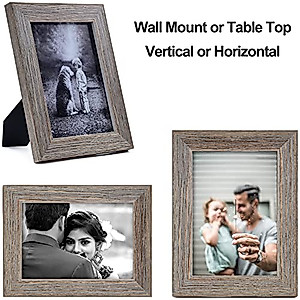 Yaetm 5x7 Rustic Picture Frame, Solid Wood Frame with High Definition Real Glass, Distressed Photo Frames for Table Top & Wall Mounting Display, Weathered Gray, Set of 2