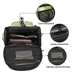 Floral gym duffel bag backpack, fashion wrestling bag,with shoe compartment, 4 kinds of back method waterproof travel sports walking laptop Lightweight (A-Floral Green)