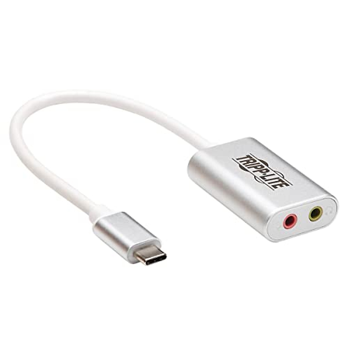 Tripp Lite USB C to 3.5mm Stero Audio Adapter for Microphone Headphones, Silver (U437-002)