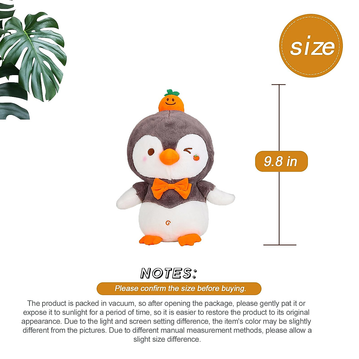 AUCOOMA Penguin Plush Stuffed Animal Toys，Cute Stuffed Penguin Plush Toy Hug Pillow 9.8"