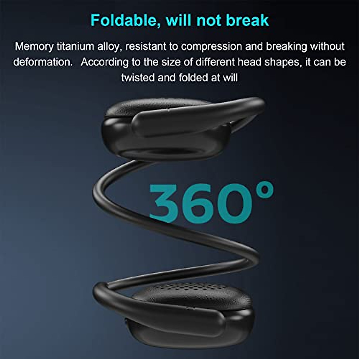 CHUYI Behind The Head Headphones, Bluetooth Wireless On-Ear Earphones, Foldable Lightweight Wireless Stereo Neckband Around Head Headset with Built-in Mic for Sports, 23Hrs Music Time (Black)