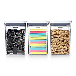 OXO Good Grips 3-PC Small Square Short POP Container Set, White