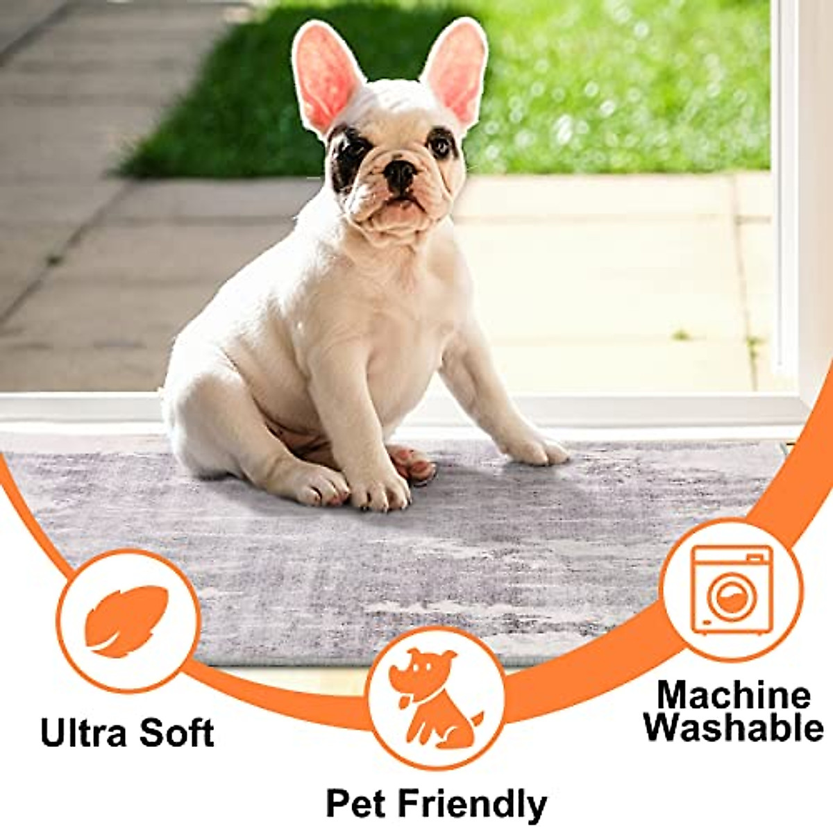 Door Mat, Front Indoor Door Mat Faux Wool Non-Slip Entryway Rug Absorbent Abstract Throw Rug for Indoor Entrance Hallway Laundry Room, High Traffic Areas, 24X36 Inches, Gray Washable