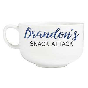 Let's Make Memories Personalized Ceramic Oversized Bowl - Holds 32 oz. - w/Handle - Blue