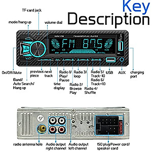 Bluetooth Car Stereo, AM FM Radio Receiver, Vehicle Navigation Location, Audio Record, Voice Assistant, APP Control, Dual USB/SD/AUX Port, Support MP3/WMA/WAV, Car Multimedia Player, Remote Control