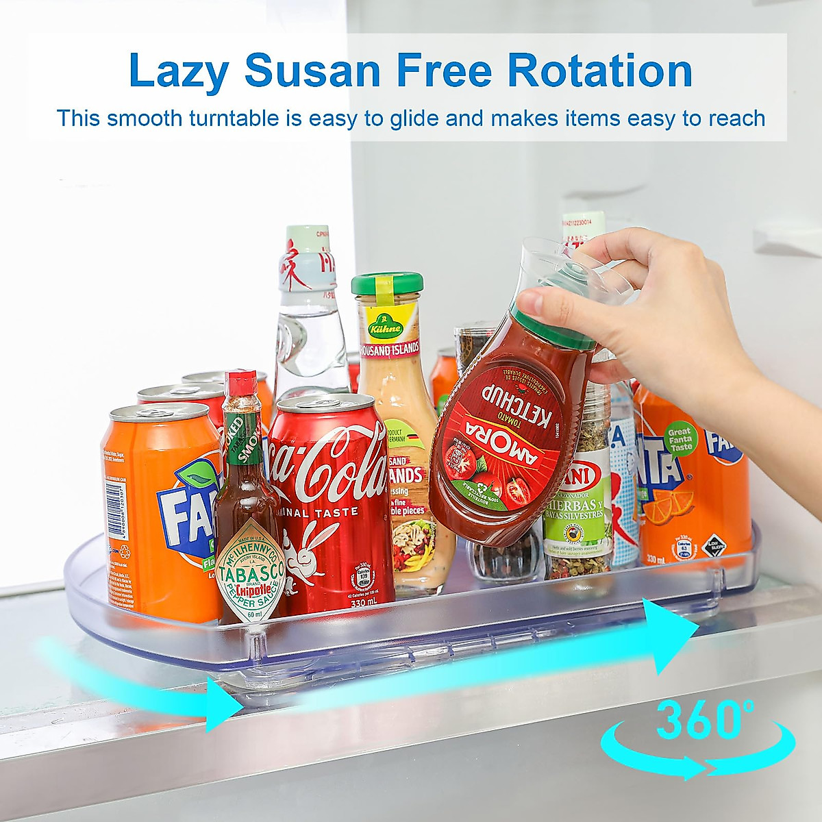 SAMTURUI Lazy Susan Turntable Organizer for Fridge, 360° Rotating, Lazy Susan Spice Storage for Cabinet, Refrigerator, Pantry, Kitchen, Table, Bathroom, Countertop