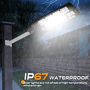 PATIOPIA 5500W Solar Street Lights Outdoor, 888 LEDs 6500K Solar Parking Lot Lights Dusk to Dawn, IP67 Waterproof Solar Motion Sensor Lights Suitable for Commercial Street,Yard, Garden, Parking Lot